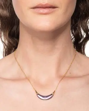 Alexis Bittar Capped Lucite Crescent Pendant Necklace - Gold