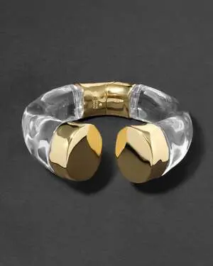 Alexis Bittar Liquid Lucite Large Capped Hinge Bracelet - Gold