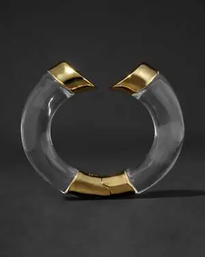 Alexis Bittar Liquid Lucite Large Capped Hinge Bracelet - Gold