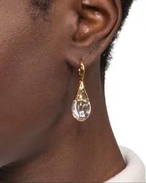 Alexis Bittar Liquid Lucite Capped Teardrop Leverback Earrings - Gold