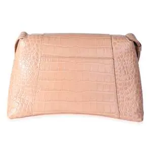 Balenciaga Beige Croc Embossed Hourglass Shoulder Bag - Neutral