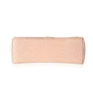 Balenciaga Beige Croc Embossed Hourglass Shoulder Bag - Neutral
