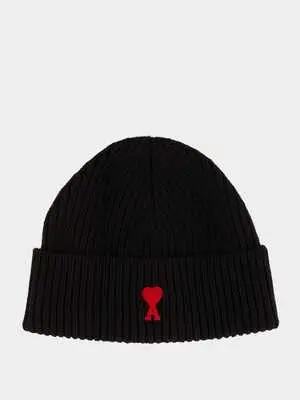 AMI Paris Ami Paris Wool Ami De Coeur Beanie Black