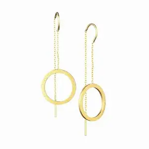 PROTSAAH ZURICH Plated Sterling Silver Circle Chain Threader Earrings - Gold
