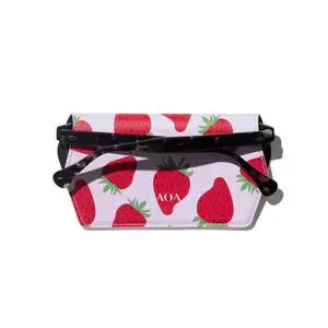 NAOA Slim Glasses Case With Strawberry Print