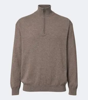 LISA YANG Augustus Cashmere Half-zip Sweater Brown