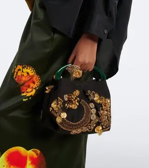 Dries Van Noten Small Embellished Top-handle Bag - Black