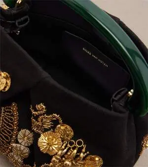 Dries Van Noten Small Embellished Top-handle Bag - Black