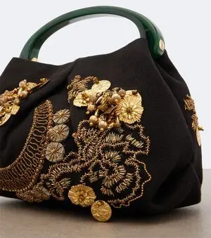 Dries Van Noten Small Embellished Top-handle Bag - Black