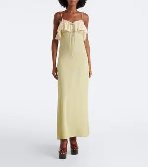 Chloé Lace-trimmed Silk Crêpe De Chine Maxi Dress