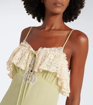 Chloé Lace-trimmed Silk Crêpe De Chine Maxi Dress