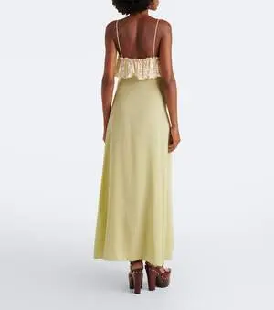 Chloé Lace-trimmed Silk Crêpe De Chine Maxi Dress