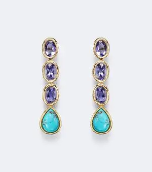 OCTAVIA ELIZABETH 18kt Yellow Iolite And Turquoise Drop Earrings - Gold