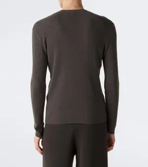 LISA YANG Falk Cotton And Cashmere Henley Shirt - Brown