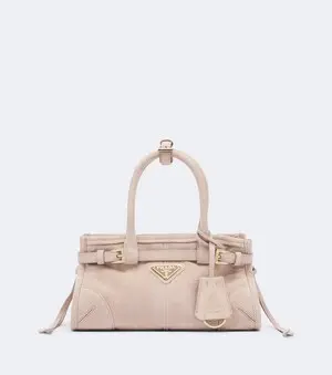 Prada Bonnie Mini Suede Top-handle Bag - Beige