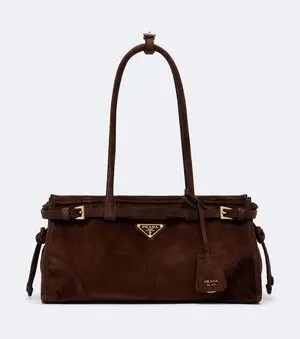 Prada Bonnie Mini Suede Top-handle Bag - Brown