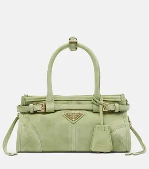 Prada Prada Bonnie Mini Suede Top-Handle Bag Green