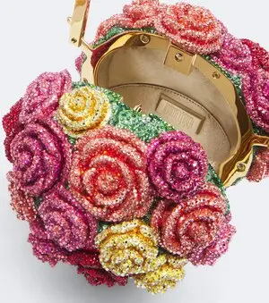 Judith Leiber Basket Of Roses Embellished Top-handle Bag