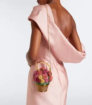 Judith Leiber Basket Of Roses Embellished Top-handle Bag