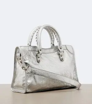 Balenciaga Le City Small Metallic Leather Top-handle Bag - Silver