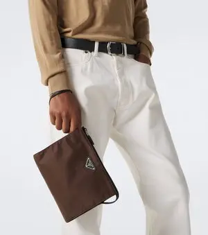 Prada Re-nylon Leather-trimmed Pouch