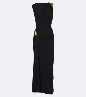 Bottega Veneta Gathered Jersey Maxi Dress - Black