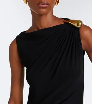 Bottega Veneta Gathered Jersey Maxi Dress - Black