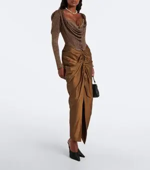 VIVIENNE WESTWOOD Bea Lamé Corset Cardigan Bronze