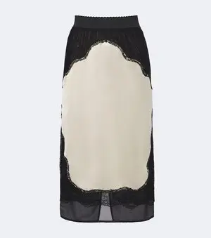 Attico Lace-trimmed Satin Midi Skirt - White