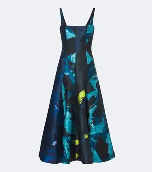 ROKSANDA Roksanda Zelia Printed Gathered Midi Dress Blue