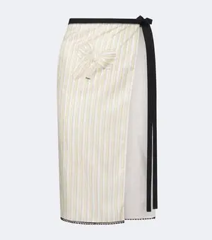 Prada Embroidered Striped Wrap Skirt - Beige