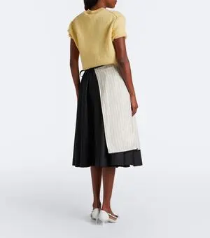 Prada Embroidered Striped Wrap Skirt
