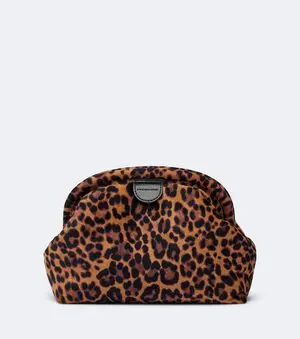 Stella McCartney Small Leopard-print Velvet Clutch - Brown