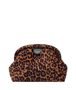 Stella McCartney Small Leopard-print Velvet Clutch - Brown