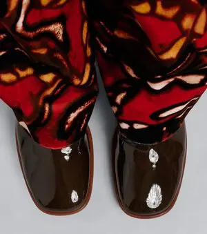 Dries Van Noten Patent Leather Mid-calf Boots