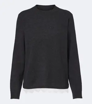 Loulou De Saison Arvo Lace-trimmed Cashmere Sweater - Black