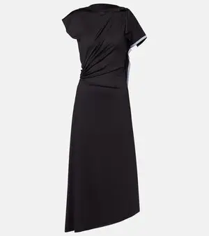 Victoria Beckham Draped Asymmetrical Midi Dress - Black