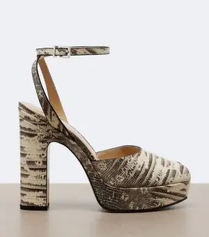 Fendi Snake-effect Leather Platform Sandals