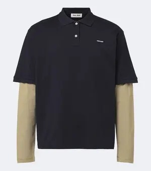 Miu Miu Layered Cotton Jersey Polo Shirt - Blue
