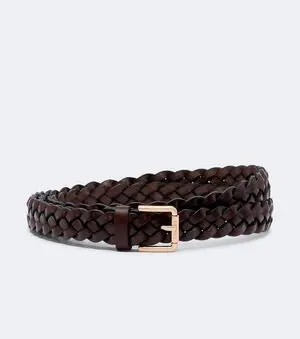 Max Mara Woven Leather Belt - Brown