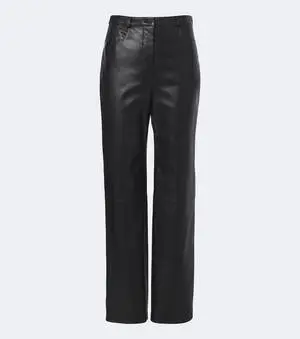 Loulou De Saison Leather Straight Leg Trousers - Black