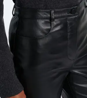 Loulou De Saison Cobe Leather Straight Pants - Black