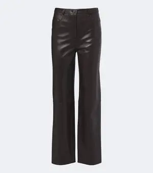 Loulou De Saison Leather Straight Leg Trousers - Brown
