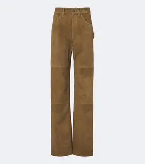Altuzarra Suede Straight Leg Pants - Brown