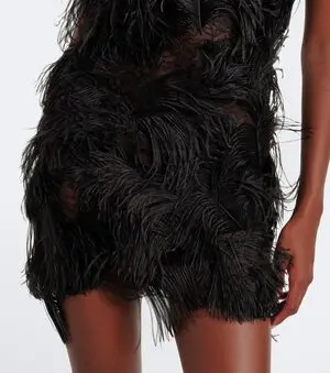 Attico Feather-trimmed Minidress