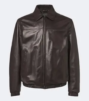 Canali Leather Blouson Jacket - Brown