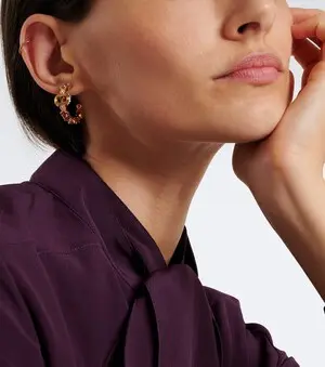 Valentino Garavani Embellished Hoop Earrings With Faux Pearls And Crystals