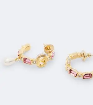 Valentino Garavani Embellished Hoop Earrings With Faux Pearls And Crystals