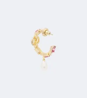 Valentino Garavani Embellished Hoop Earrings With Faux Pearls And Crystals