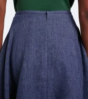 Carolina Herrera Linen, Wool, And Silk-blend Midi Skirt